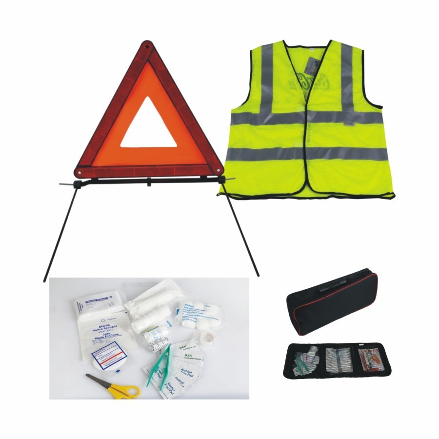3In1 Car Reflective Vest Warning Triangle Emergency Roadside Kit with ...